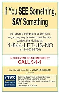 Amazon.com: California Department of Social Services - If You See ...