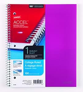 Amazon.com: Staples Accel Durable Poly Cover Notebook, College Ruled ...