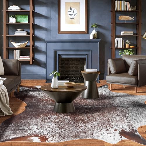 Faux Cowhide Rug Large 8x10 Feet, Neutral Cow Print Rug Modern Area Rug ...