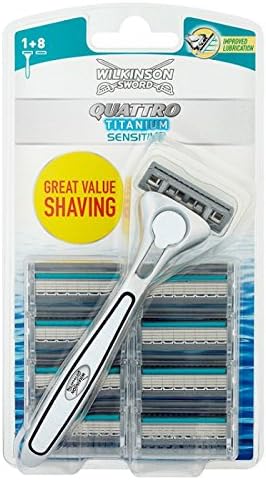 Wilkinson Sword Quattro Titanium Value Blades 8 Pack And Free Razor ...