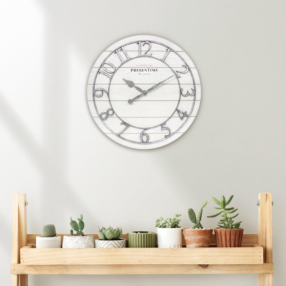 Mua Presentime & Co Classic Farmhouse Shiplap Clock, 19.5 inch ...