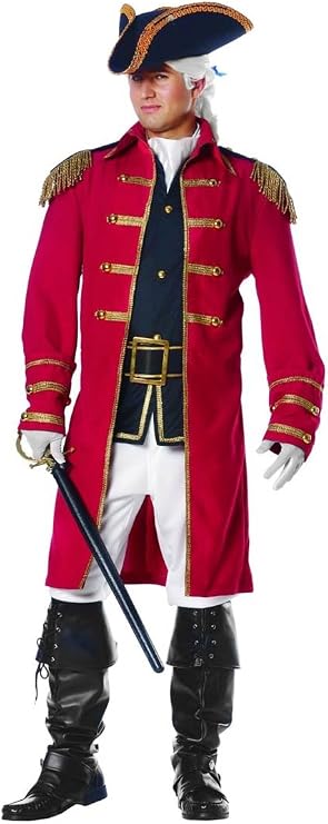 Amazon.com: Mens Costume Red Coat British Soldier Historical Outfit ...