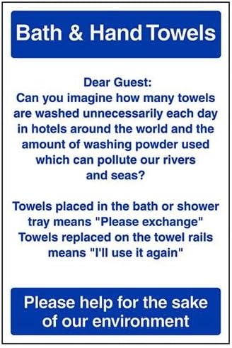 VSafety Bath & Hand Towels Notice Sign – Portrait – 200mm x 300mm – 1mm ...