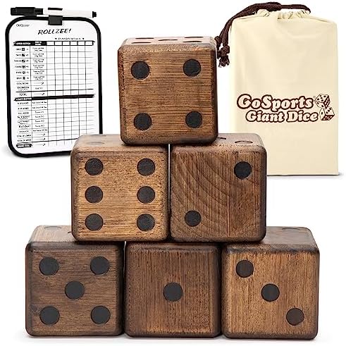 GoSports Giant Wooden Playing Dice Set with Rollzee and Farkle ...