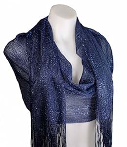 Amazon.com: Navy blue Glitter Sparkle Sequin Style Shawl Wedding Party ...