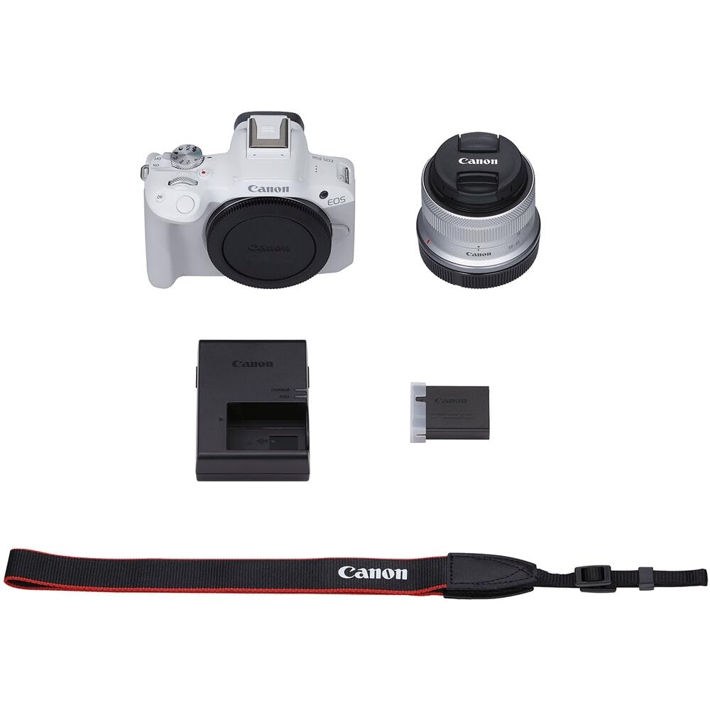 Canon EOS R50 Mirrorless Camera with 18-45mm Lens | White Bundled with ...