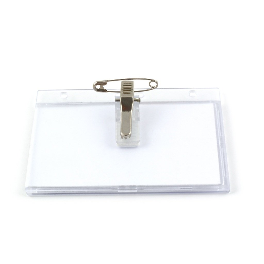 Pack of 100 SELF-ADHESIVE ID Badge CLIPS With Crocodile Clip Safety Pin ...