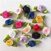 Amazon.com: 100 Pcs Multicolor Mini Ribbon Rose Flower Ornament, Satin ...