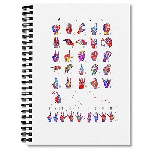 Spiral Notebook Asl Sign Language Alphabet Watercolor Sign Language ...