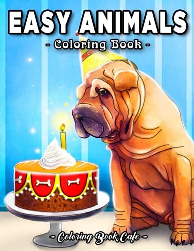 Easy Animals Coloring Book: A Large Print Coloring Book Featuring Fun ...