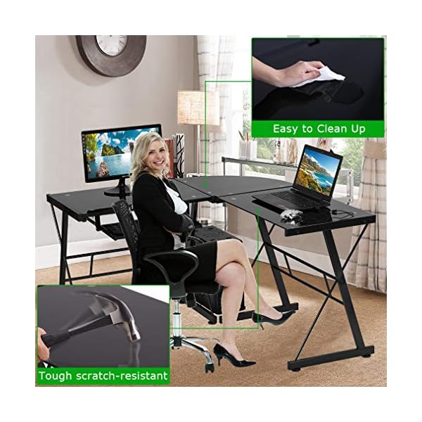 FDW Computer Desk Gaming L Shaped Corner Writing for Small Spaces Home ...