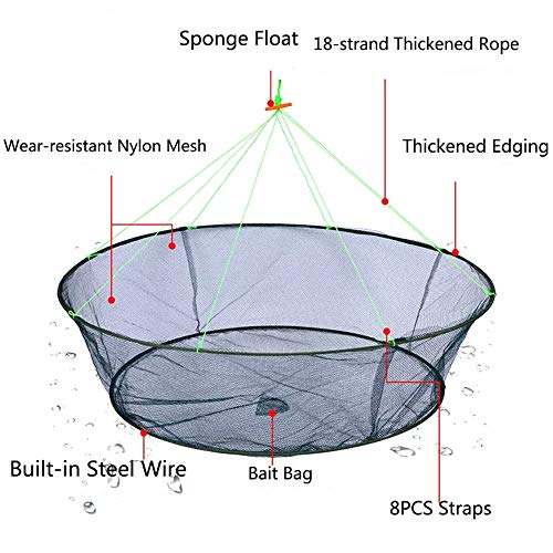 Persei Foldable Fishing Net Hand Casting Cage Crab Net for Fish Shrimp ...
