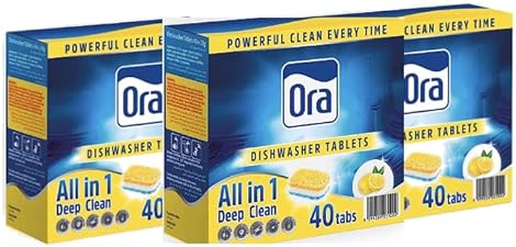 Ora Dishwasher tablets All in 1, Lemon Sparkle, 40 Tabs Pack of 3 price ...