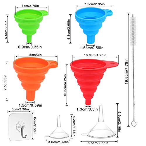 Mukum 13Pcs Silicone Collapsible Funnel Set Funnels for Filling Bottles Small and Large Foldable ...