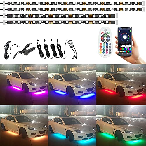 SUNPIE Car LED Underglow Lighting Kit, Car Underbody Light kit, Undercar Neon Strips Lights Kit ...