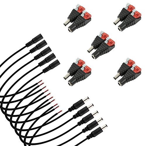 Buy OdiySurveil(TM) 2.1mm x 5.5mm Female Male DC Power Cables and ...