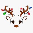 Amazon.com - Cute Reindeer face with Christmas Lights Sticker Bumper ...