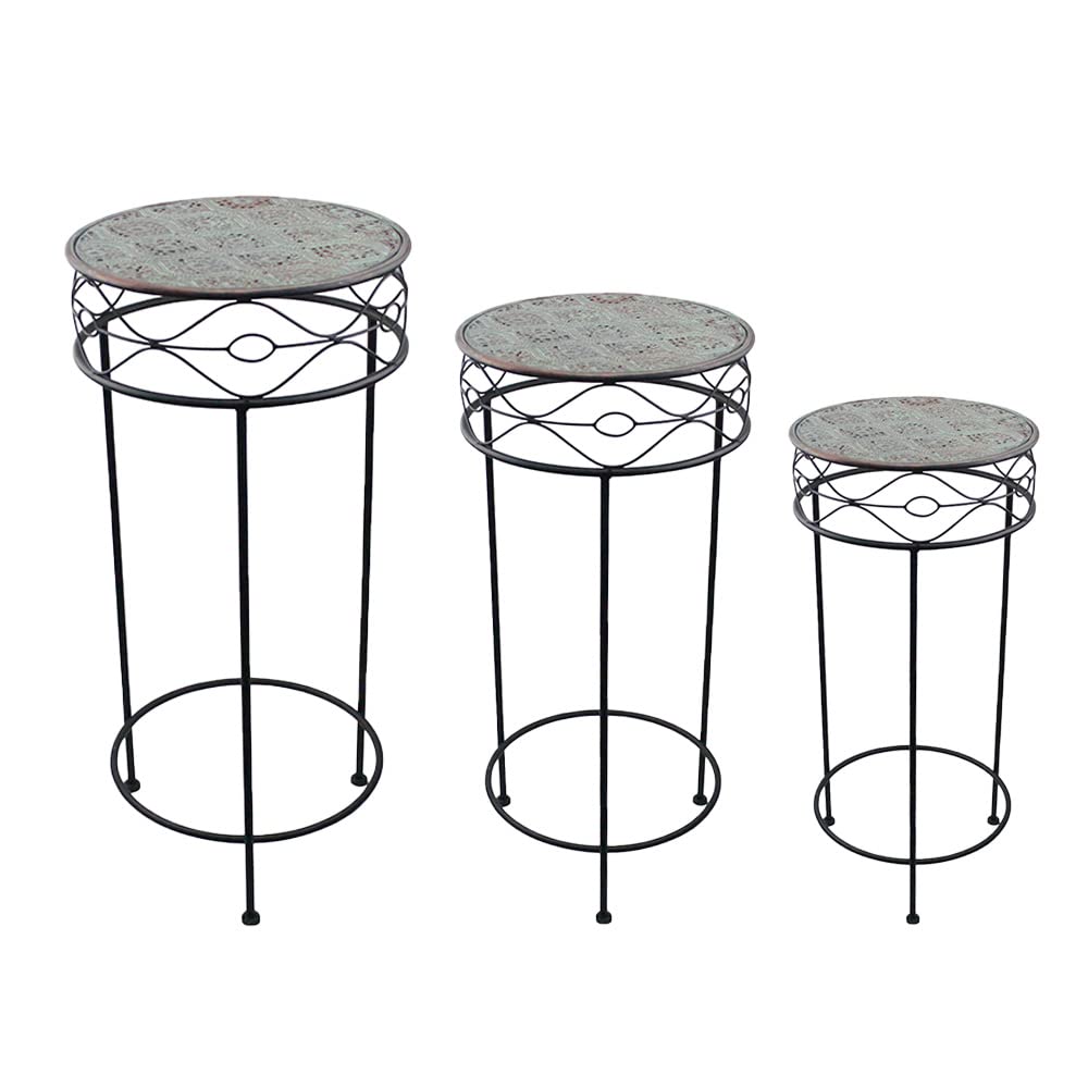 Red Carpet Studios 20176 Indoor/Outdoor Rustic Metal Plant Stands, Set ...