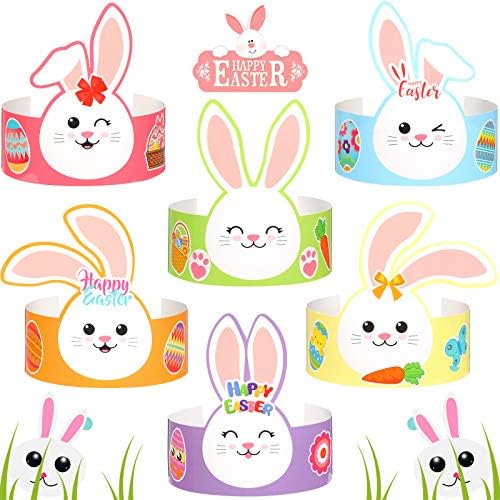 12 Pieces Easter Craft Kit Bunny Headbands Easter Party Decorations Fun ...