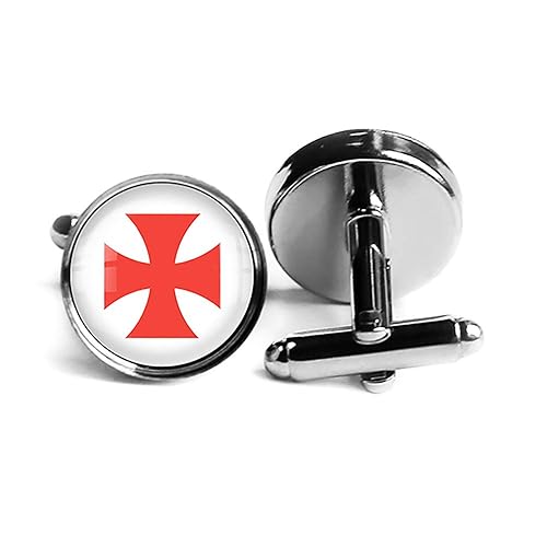 Amazon.com: Knights Templar Cross Red on White Rhodium Plated Silver ...