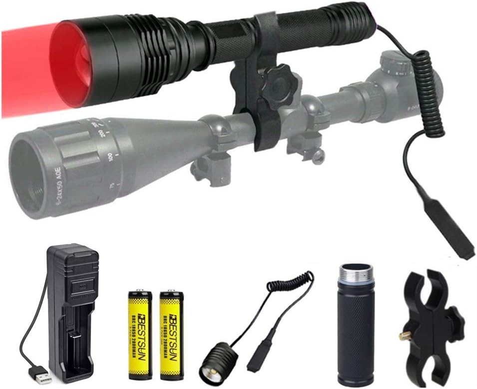 LUXJUMPER Red Light Hunting Torch, 300 Yards Red LED Flashlight with ...