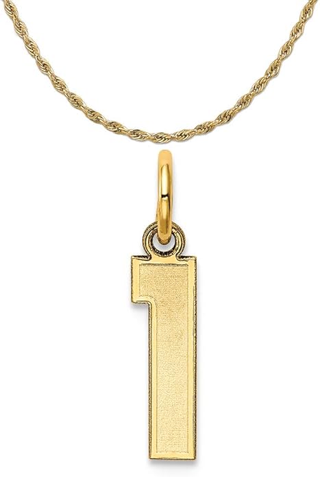 Amazon.com: Mireval 14k Yellow Gold Small Satin Number 1 Charm on a 14K ...