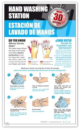 Best Sanitizers LT10017 English/Spanish Laminated Instructional Hand ...