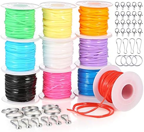 PP OPOUNT Lanyard String, 10 Rolls Plastic Lacing String with 20 Snap ...