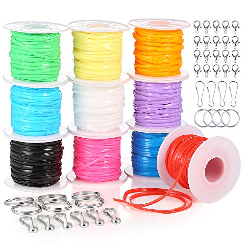 PP OPOUNT Lanyard String, 10 Rolls Plastic Lacing String with 20 Snap ...