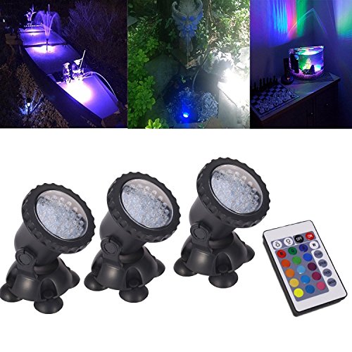 Pond Lights Remote Control Submersible Lamp [Set of 3] IP68 Underwater ...