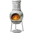 Amazon.com : Small Chiminea Outdoor Fireplace Grey –Clay Chimineas with ...