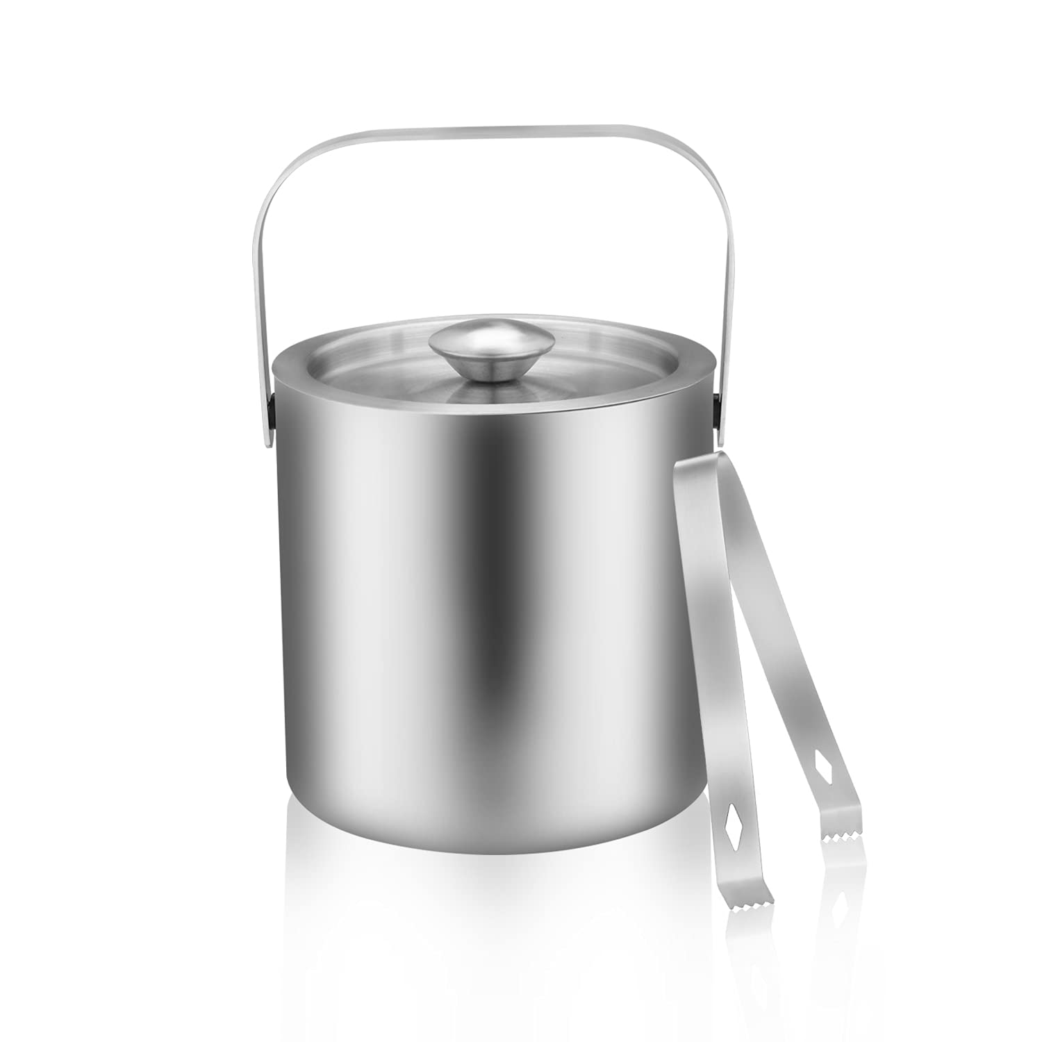 LUCKYGOOBO Mini Ice Bucket Portable Double Wall Ice Bucket with Tong ...
