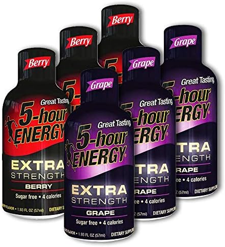 5 Hour Energy, 3 Extra Strength Berry + 3 Extra Strength Grape, 6 Count ...