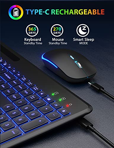 Wireless Keyboard And Mouse 7 Backlit Effects Quiet Light Up Keys Sleep Mode Phone Holder