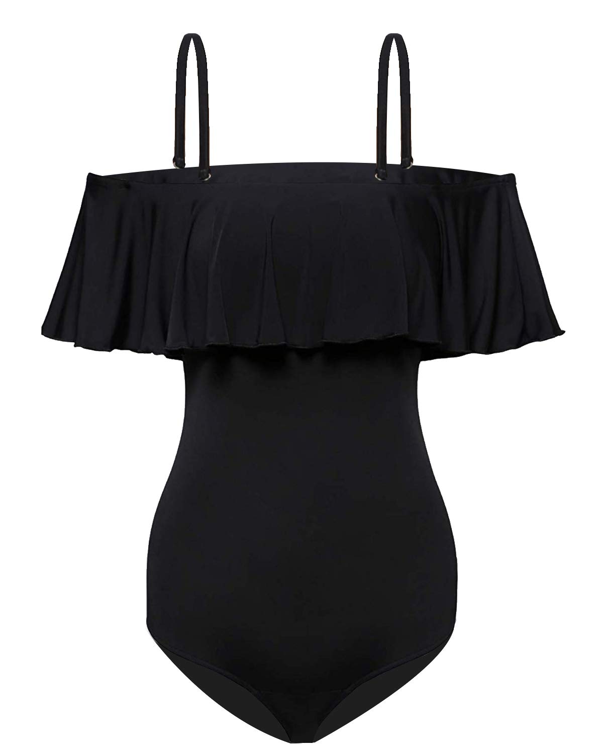 Women One Piece Flounce Swimsuit Vintage Printed Off Shoulder Flounce ...