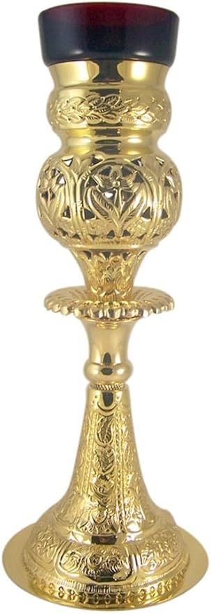 Amazon.com: Polished Brass Ecclesiastical Vigil Oil Candle Holder with ...