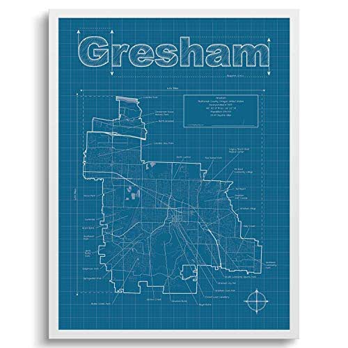 Amazon.com: Gresham Map Gresham Oregon Wall Art Map Blueprint: Handmade