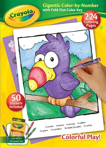Crayola Gigantic 224 Pages Color By Number Kids Coloring Book with Fold ...