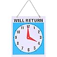 Will Return Sign With Clock - 9.25 x 5.75 Inch - Bright Red and White ...