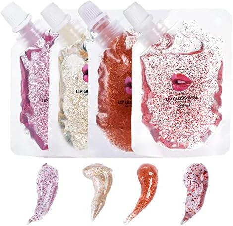 Sumeitang 4 Color Glitter Lip Gloss Base Kit, Moisturize Lip Gloss Base ...