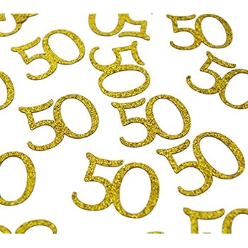 Amazon.com: 100 PCS Gold Glitter Number 50 Table Confetti 50th Birthday ...