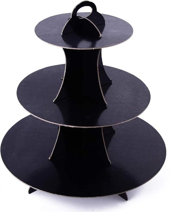 Amazon.com | YLDW 3-Tier black Cardboard Cupcake Stand holder (12"W x ...