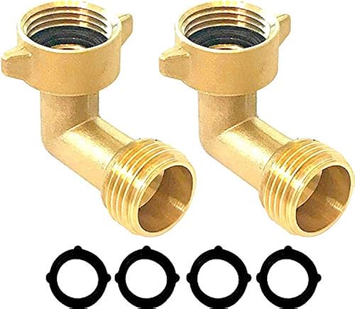MAXFLO Hose Adapter Garden Hose Elbow Connector 90 Degree Brass Hose ...