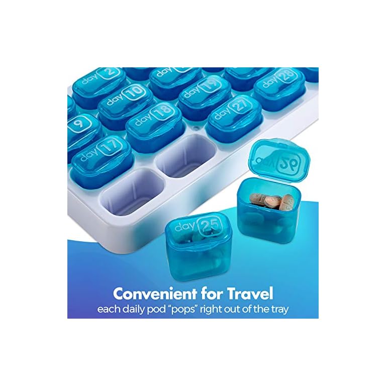 Monthly Pill Organizer - (Pack of 2) 31 Day Pill Organizer with Large ...