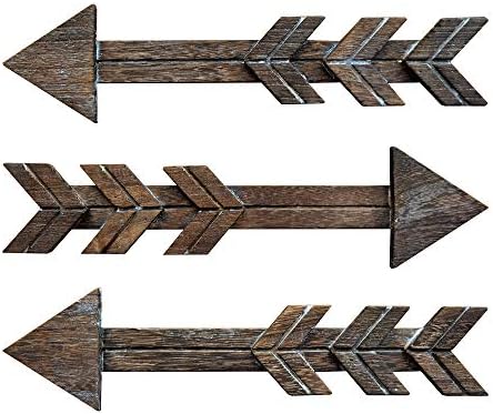 Hangdii Rustic Wood Arrow Wall Decor, Set of 3 Distressed Farmhouse ...