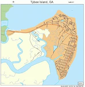 Amazon.com: Large Street & Road Map of Tybee Island, Georgia GA ...