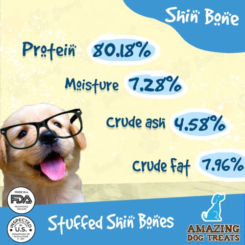 Amazing Dog Treats - Stuffed Shin Bone for Dogs (Peanut Butter Blend, 2 ...