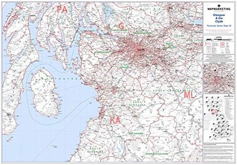 Glasgow and the Clyde Postcode Sector Map 25 – Laminated Wall Map ...