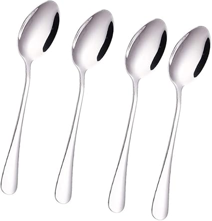 Cucharas de acero inoxidable, juego de 6 cucharas de plata pulidas con ...