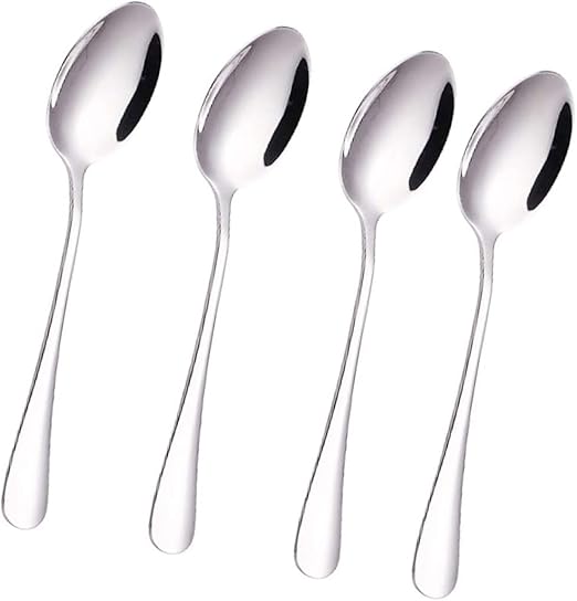 Cucharas de acero inoxidable, juego de 6 cucharas de plata pulidas con ...